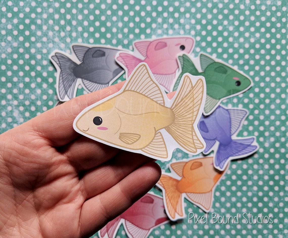 Chibi Cute Ryukin Goldfish Stickers and Magnets - Etsy
