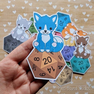 Chibi Wolf D20 Stickers and Magnets - Etsy