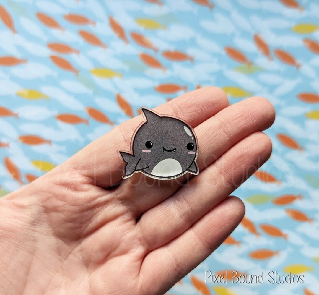 Kawaii Cute Shark Acrylic Pin - Etsy