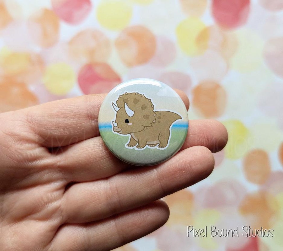 Chibi Cute Triceratops 1.5 Inch Baby Dinosaur Art Button - Etsy