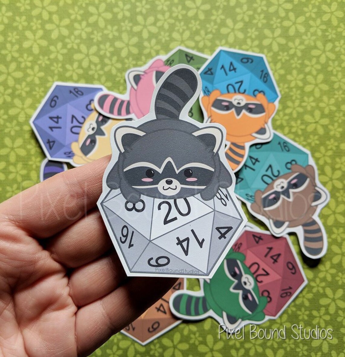 Chibi Raccoon D20 Stickers and Magnets | Etsy