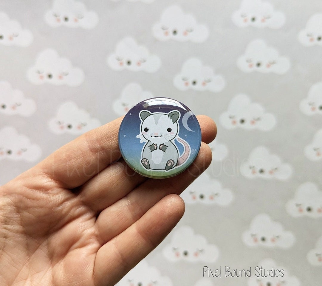 Chibi Cute Opossum Art 1.5 Inch Button - Etsy