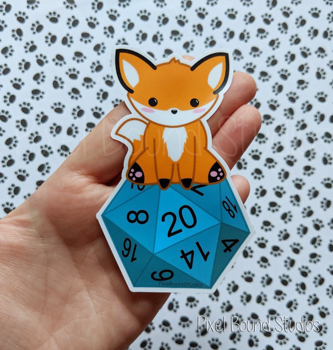 Chibi Cute Fox D20 Vinyl Sticker for Phone, Car, Tablet, Laptop - Etsy