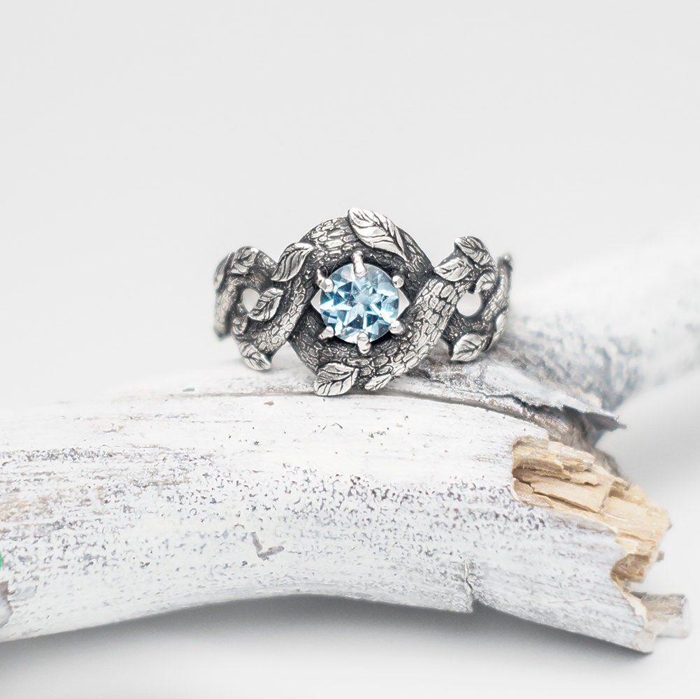 Blue Dragon Ring Nature Inspired Engagement Ring Wedding | Etsy