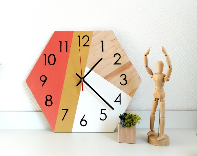 Hexagon Wall Clock Home Decor Wall Clocks Handmade Geometric - Etsy