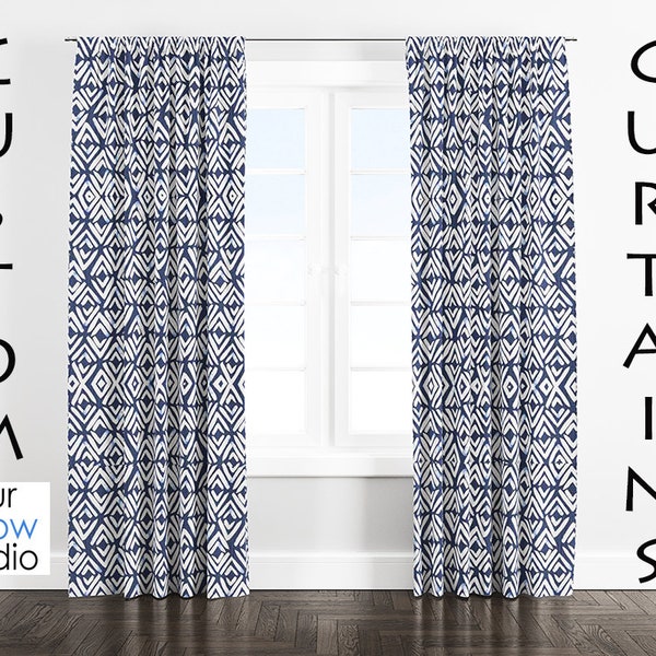 Navy Curtains - Etsy
