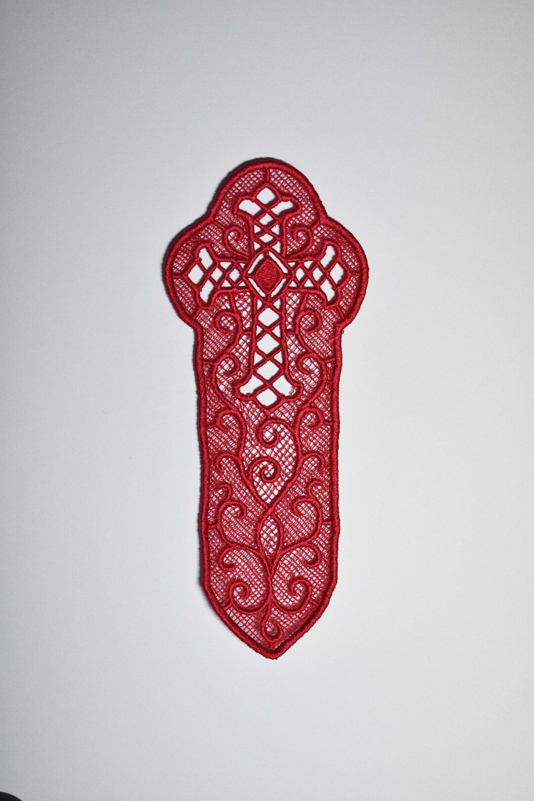 Red Lace Cross Bookmark - Etsy