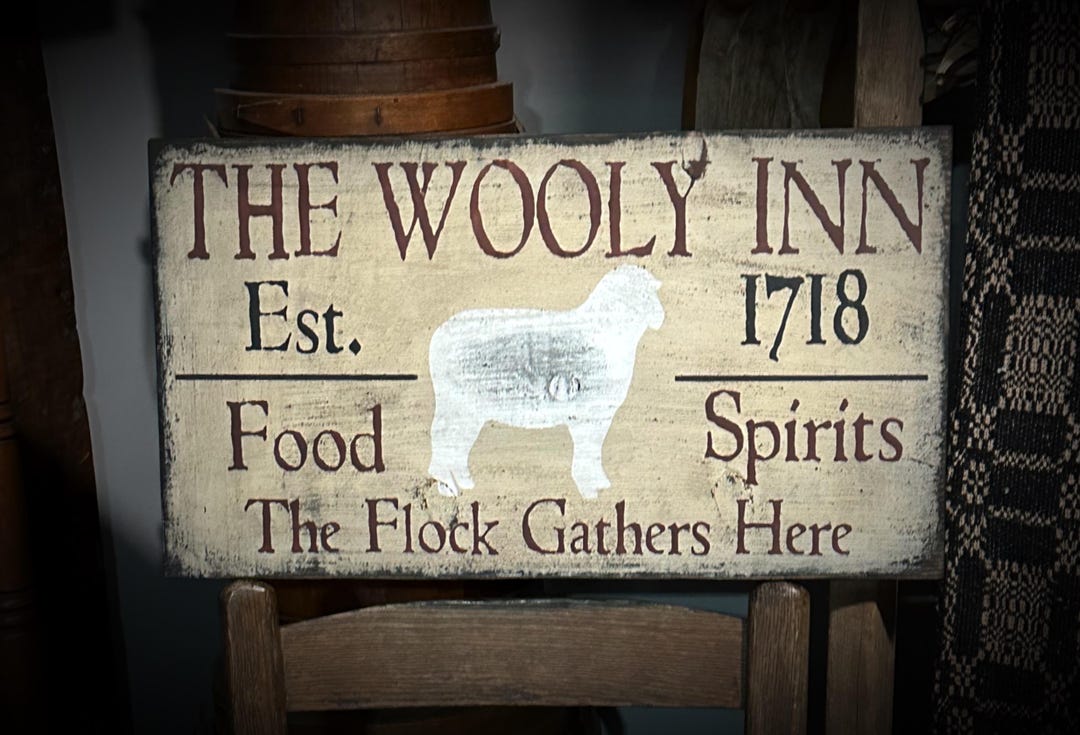 NEW** Handmade Primitive Wood Colonial the Wooly Inn Sign - Etsy