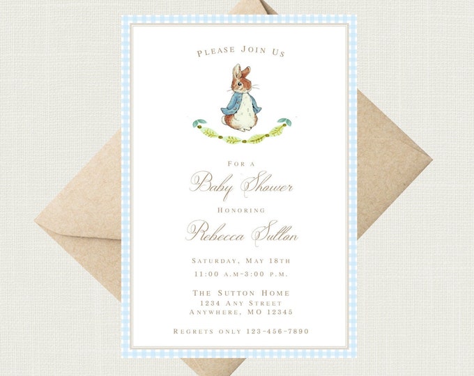 Peter Rabbit Baby Shower Invitation Printed Peter Rabbit - Etsy