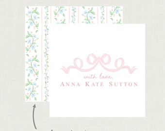 Personalized Pink Monogram Calling Card, Women Enclosure Card, Girl ...