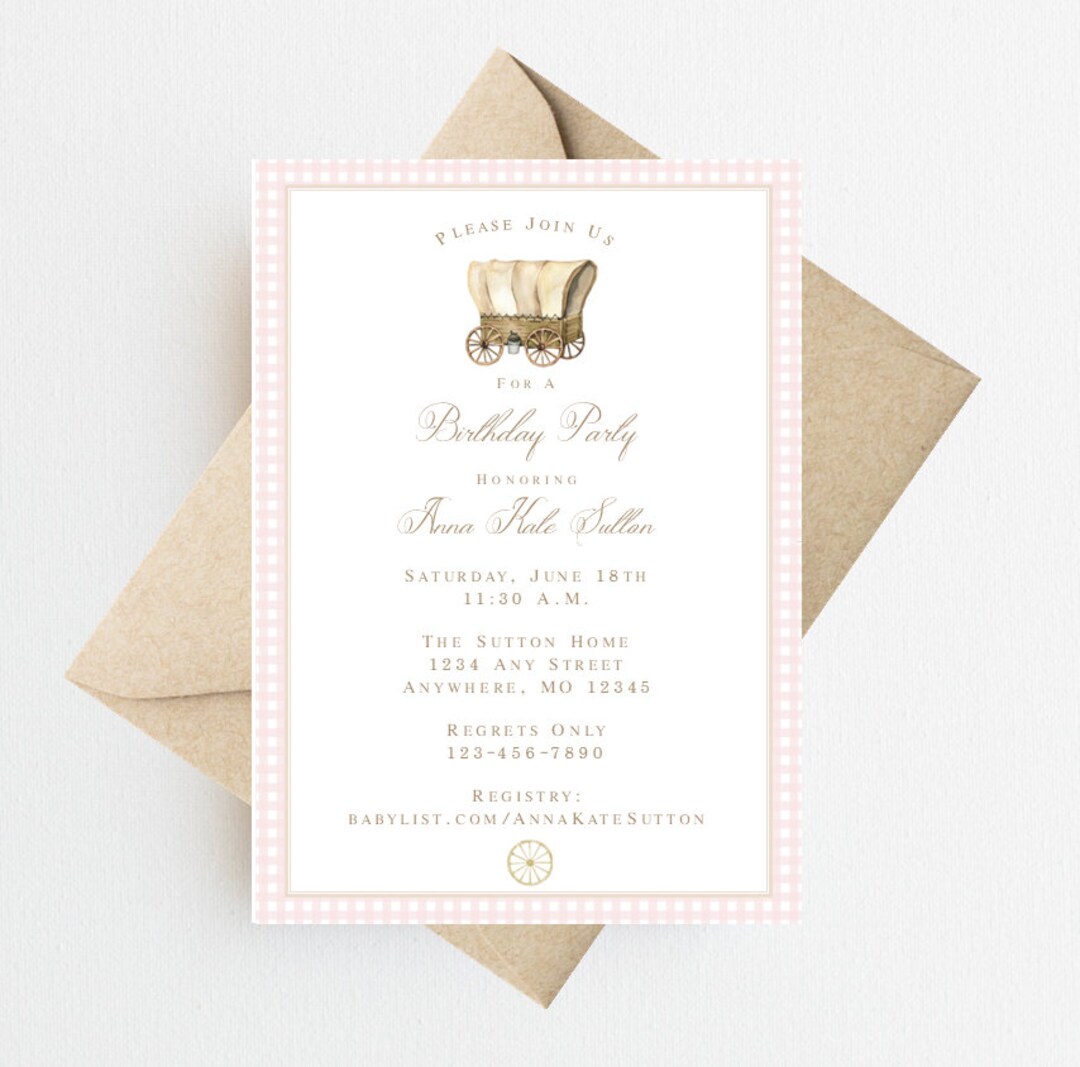 Western Birthday Invitation Girl | Classic Wagon Birthday Invitations ...