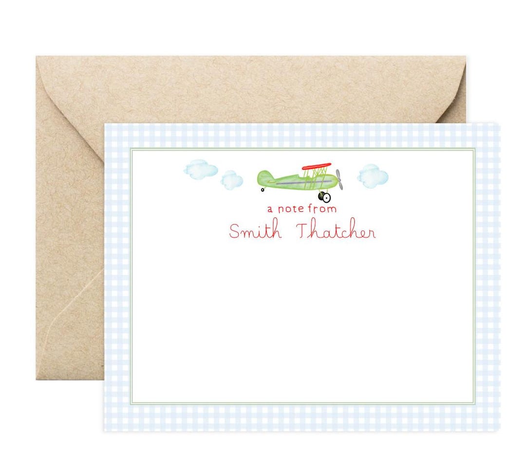 Vintage Airplane Baby Shower Thank You Cards | Airplane Birthday Thank ...