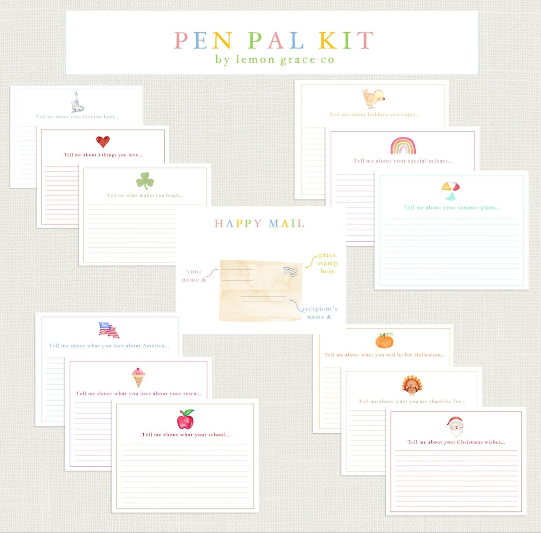 Monthly Pen Pal Kit for Kids | Pen Pal Set | Pen Pal Letters | Snail ...