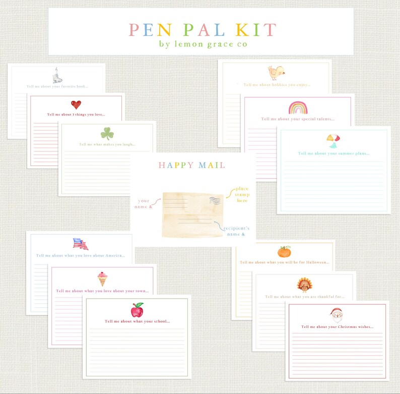 Monthly Pen Pal Kit for Kids | Pen Pal Set | Pen Pal Letters | Snail ...