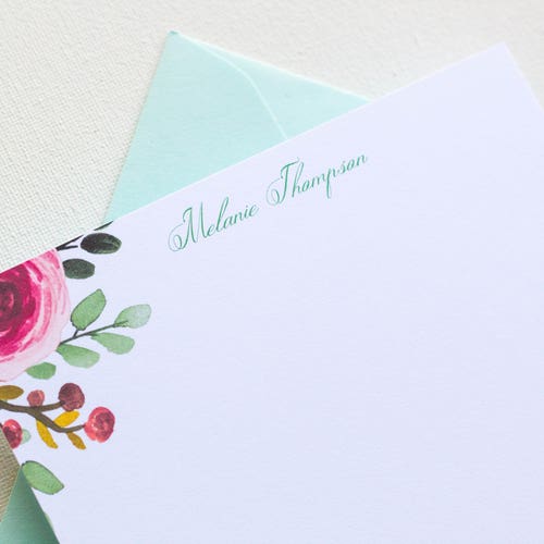 Personalized Floral Note Cards Personalized Stationery - Etsy