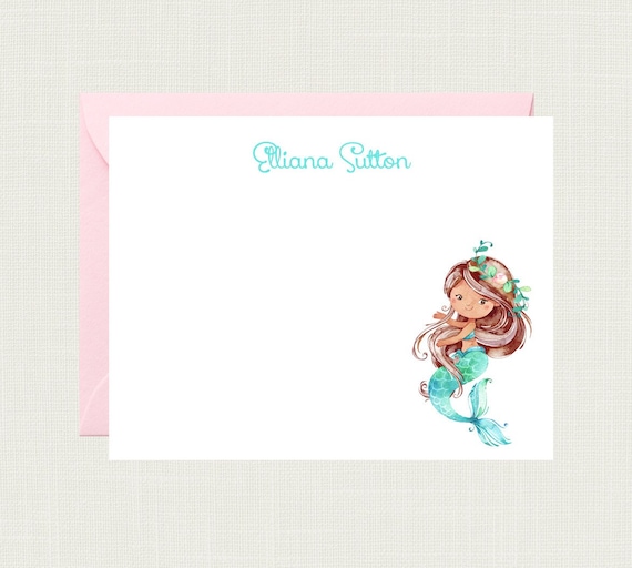 Mermaid Thank You Cards Mermaid Thank You Notes Mermaid - Etsy