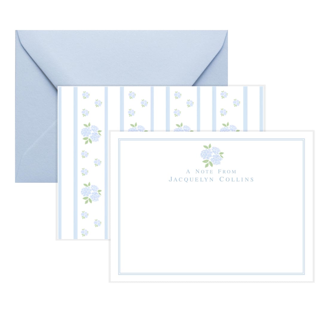 Personalized Floral Hydrangea Stationery | Hydrangea Note Cards ...