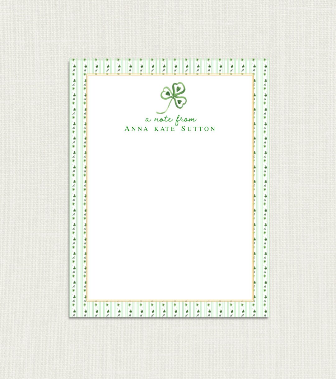 Personalized Clover Notepad Personalized St. Pat's Day Stationery Irish ...