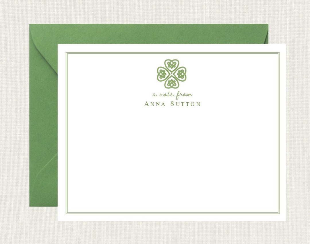 Personalized Four Leaf Clover Stationary | Celtic Stationery | Irish ...
