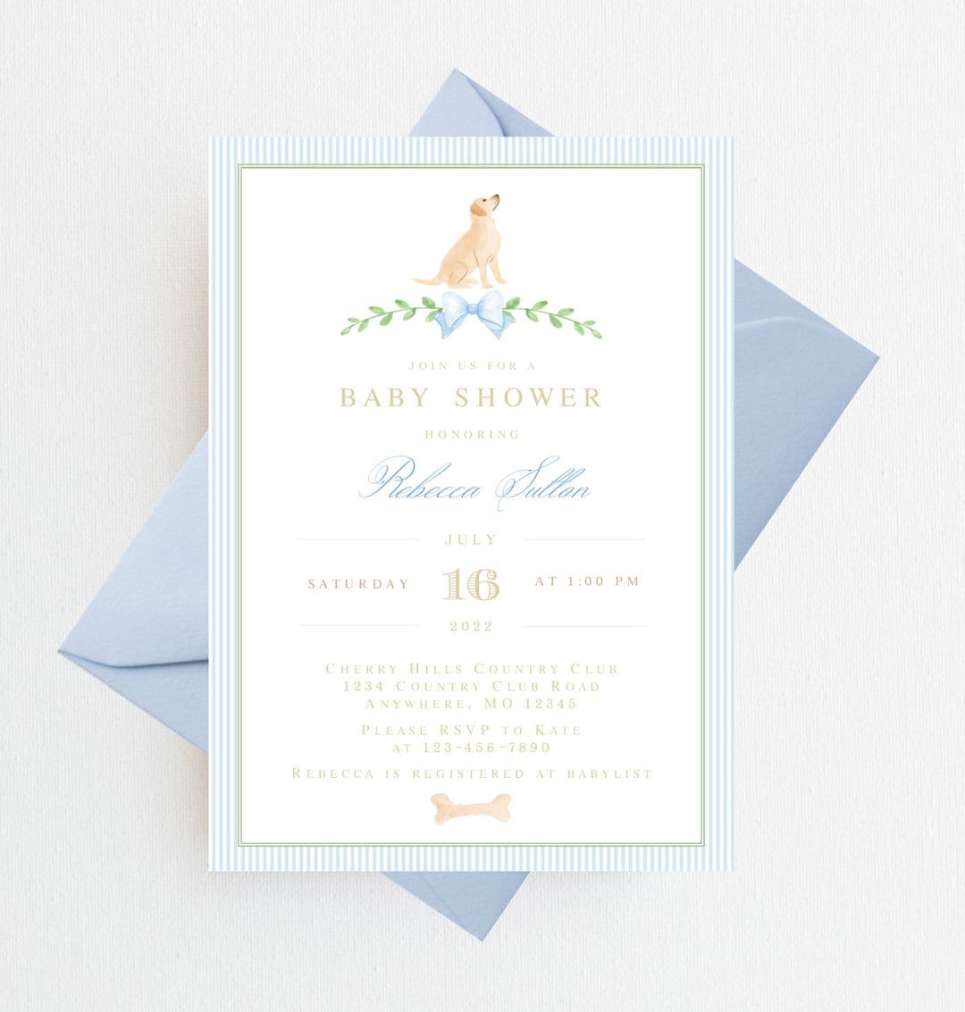 Dog Baby Shower Invitation | Lab Baby Shower Invitations | Baby Shower ...