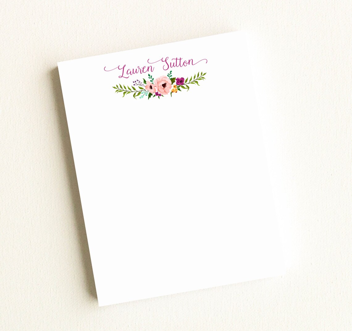 Personalized Floral Letter Writing Paper Personalize Memo - Etsy