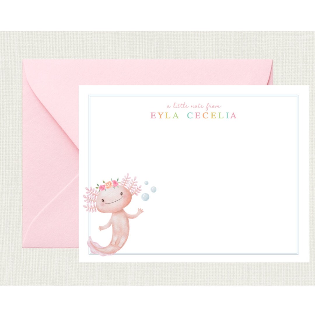 Axolotl Girls Stationery Set | Axolotl Gifts | Axolotl Birthday Thank ...
