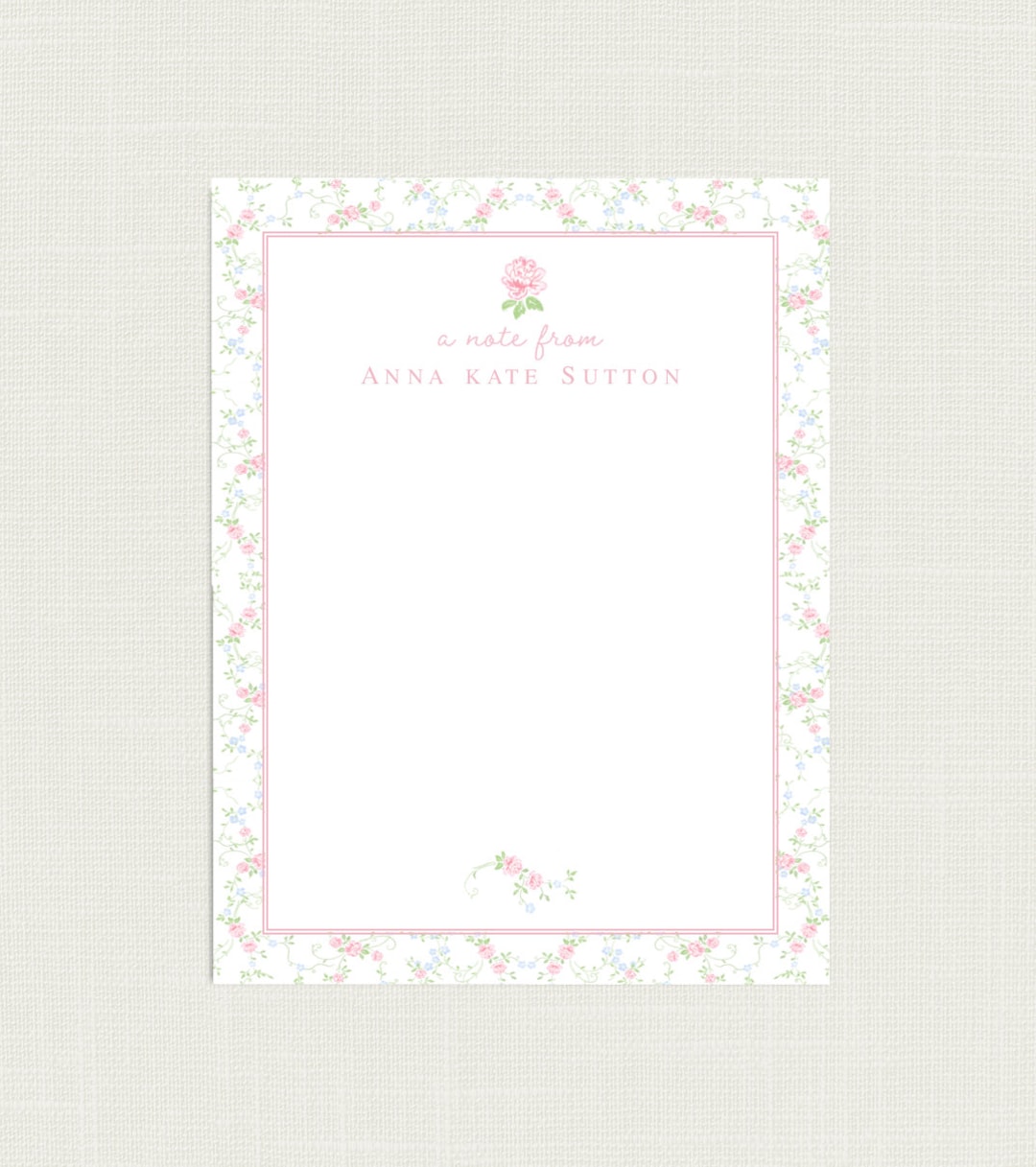 Personalized Rose Floral Notepad | Personalized Floral Stationery ...