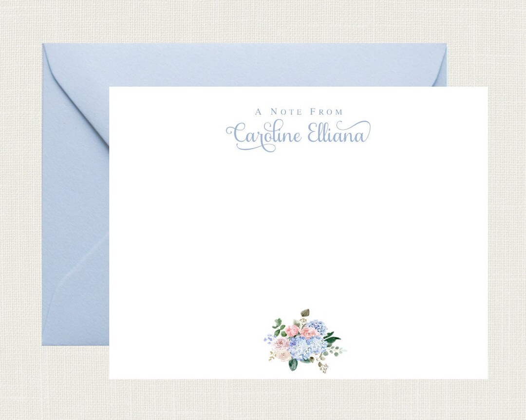 Personalized Floral Stationery | Personalized Stationary | Hydrangea ...
