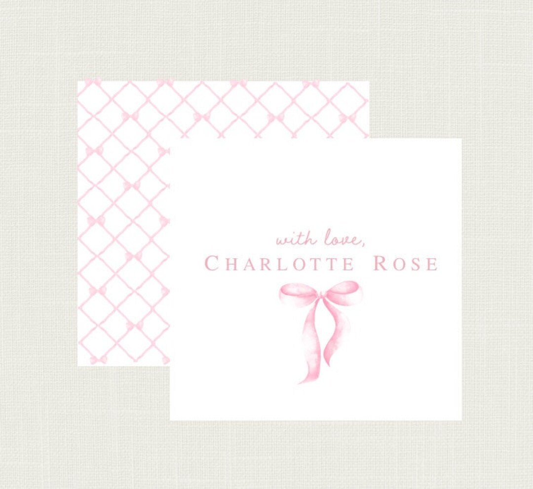Bow Monogram Calling Cards | Baby Girl Calling Cards | Baby Gift Tags ...