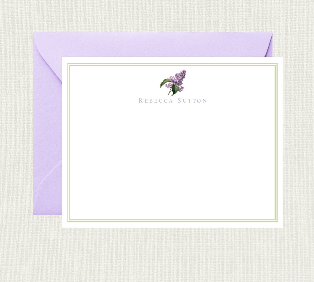 Personalized Lilac Stationery Lilac Note Cards Lilac Gift Set Botanical ...