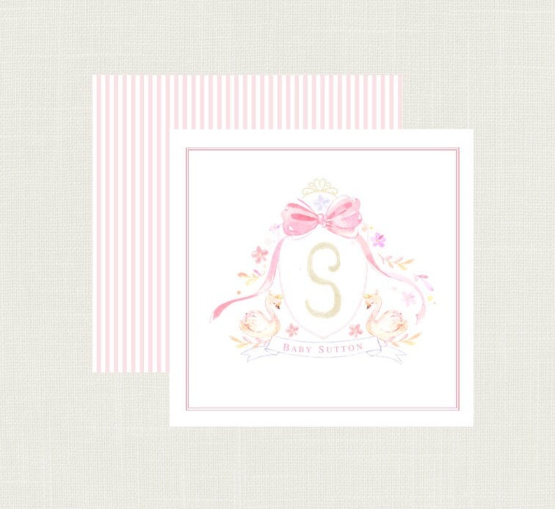 Baby Swan Monogram Calling Cards Baby Girl Calling Cards - Etsy