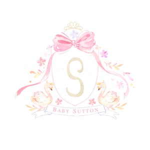 Custom Baby Crest Monogram Swan | Personalized Baby Shower Swan ...