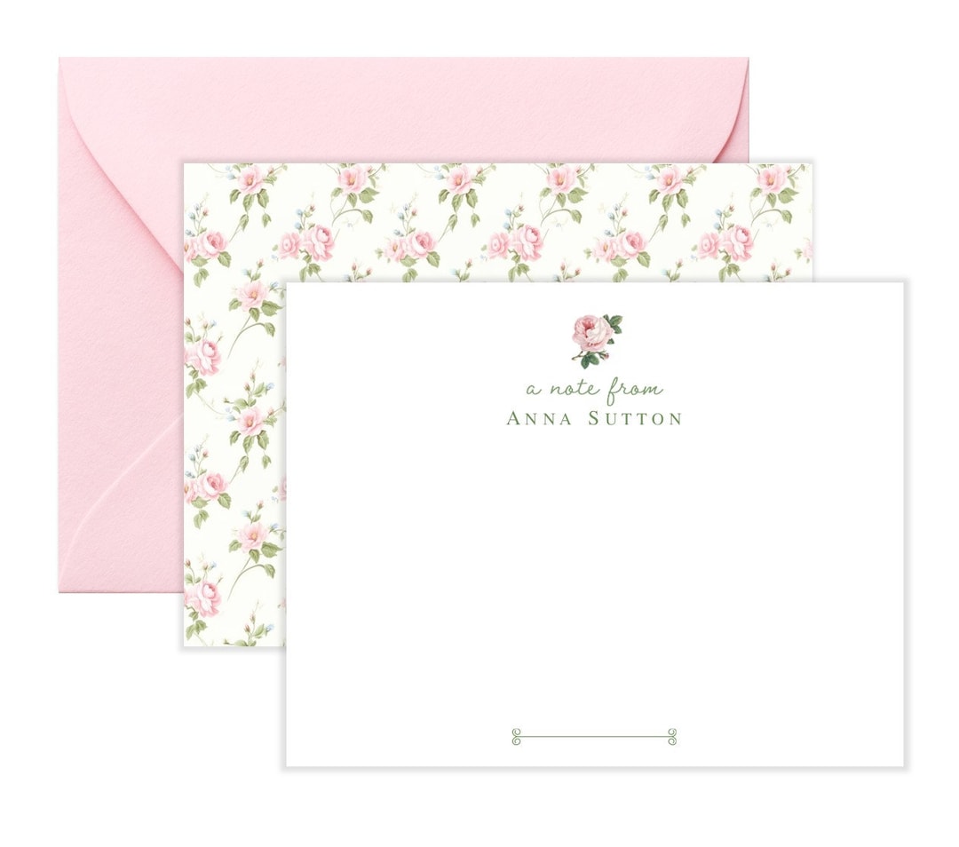 Personalized Rose Stationery | Rose Note Cards | Floral Stationery ...