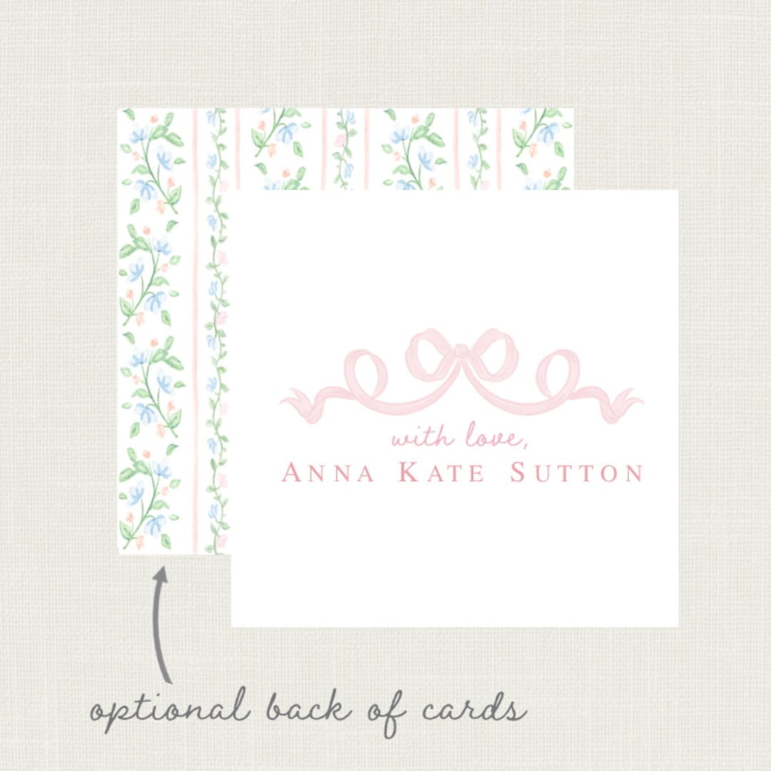 Bow Monogram Calling Cards | Baby Girl Calling Cards | Baby Gift Tags ...