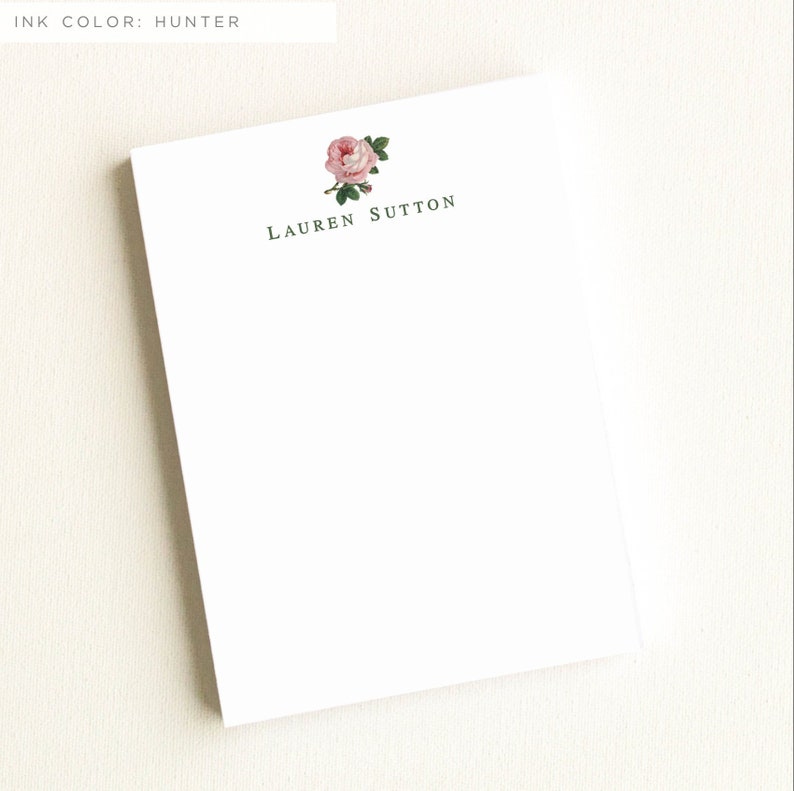 Rose Notepad Botanical Notepad Rose Stationery Rose - Etsy