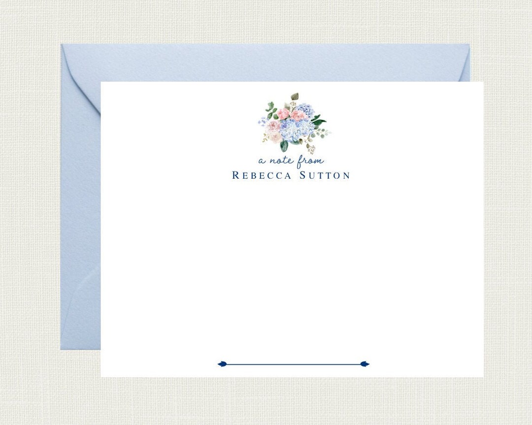 Personalized Floral Stationery | Personalized Stationary | Hydrangea ...