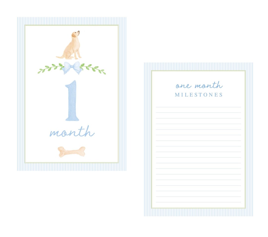 Dog Baby Milestone Cards | Yellow Lab Baby Monthly Milestone Cards ...