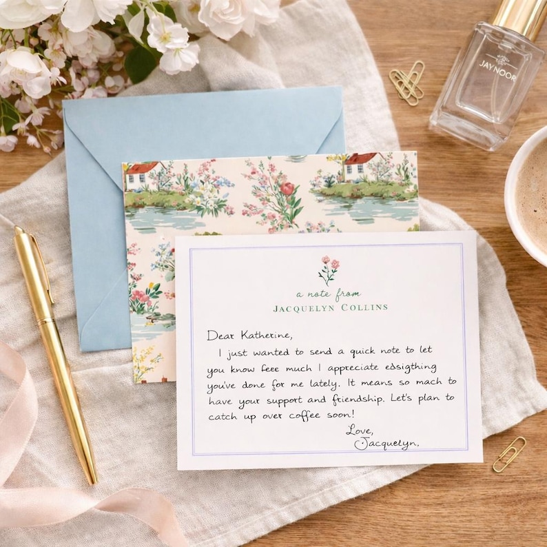 Personalized Rose Stationery | Floral Note Cards | Floral Stationery ...