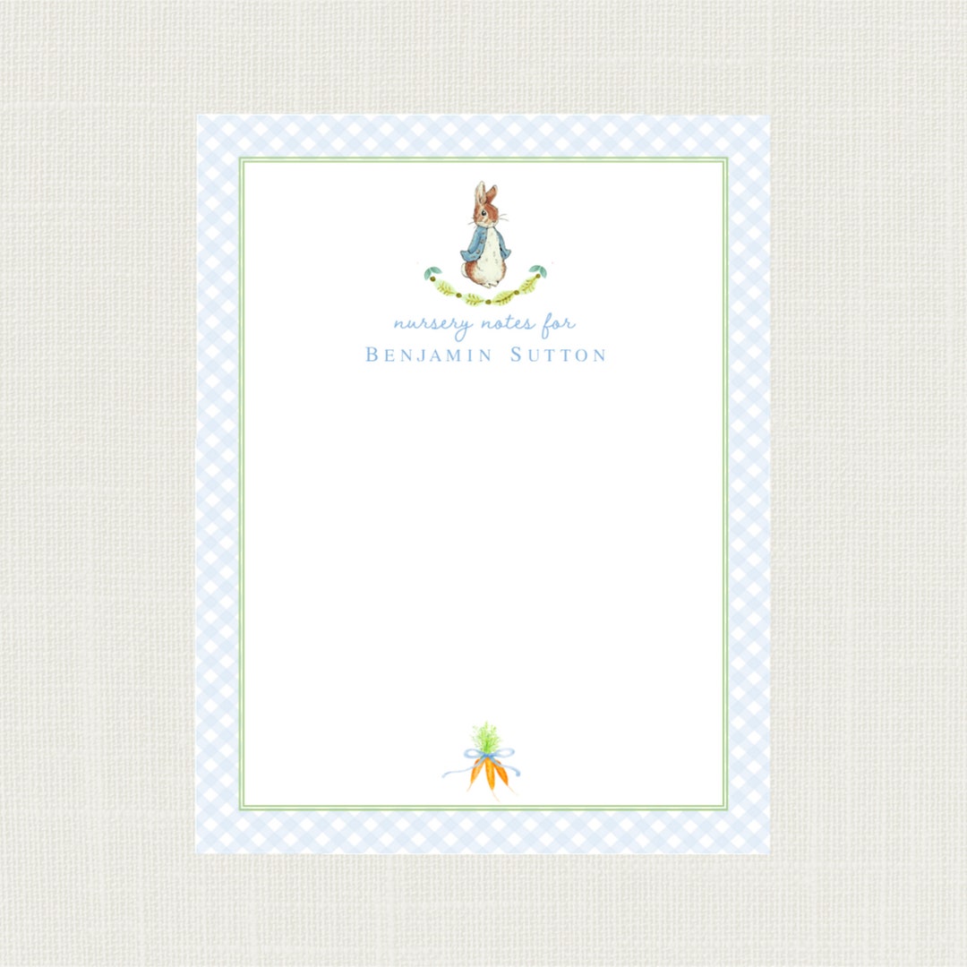 Personalized Peter Rabbit Nursery Notes | Personalized Baby Shower Gift ...