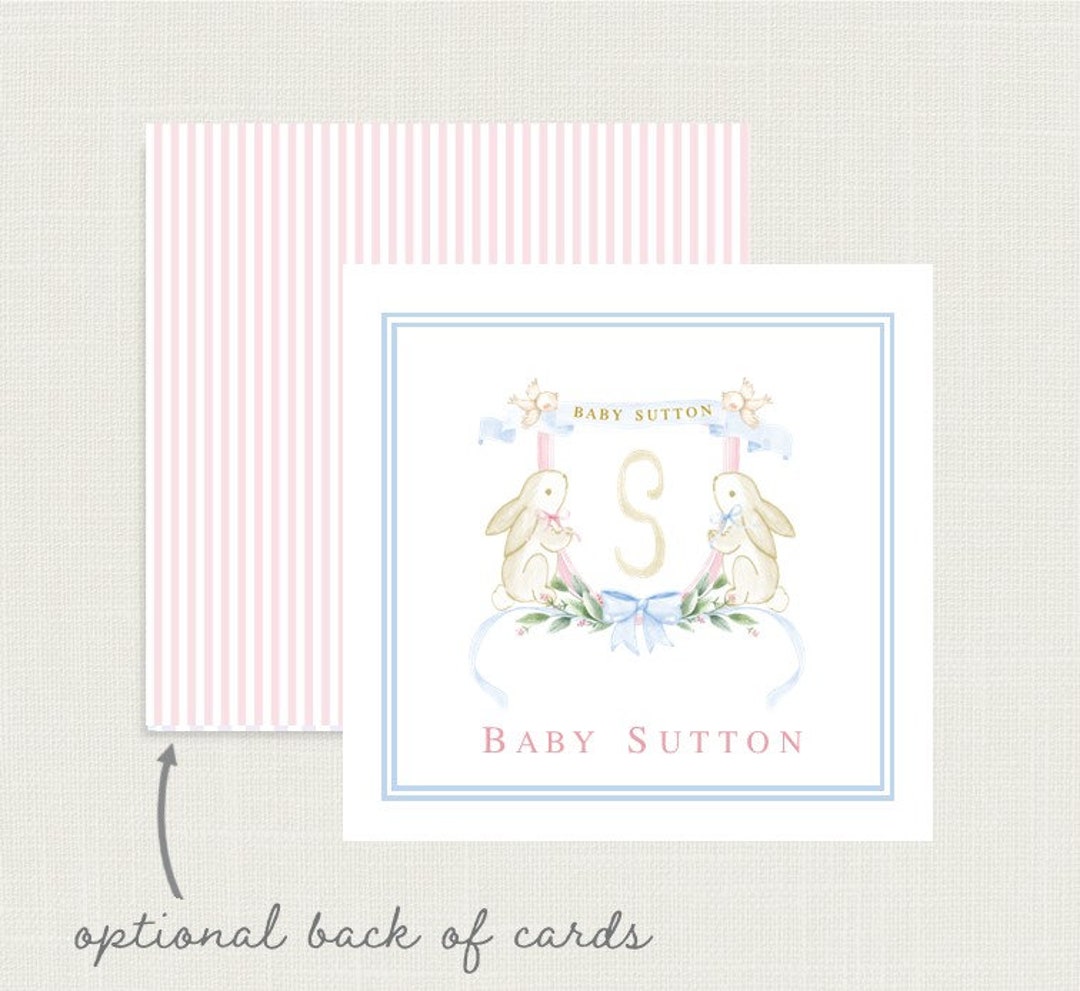 Bunny Calling Cards | Rabbit Gift Tags | Bunny Baby Shower Favor Tags ...