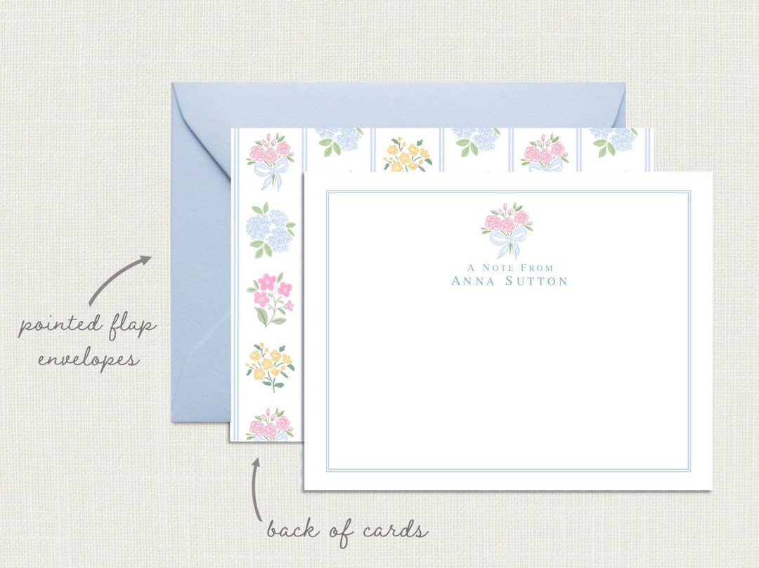 Personalized Floral Stationery | Floral Note Cards | Flower Stationery ...