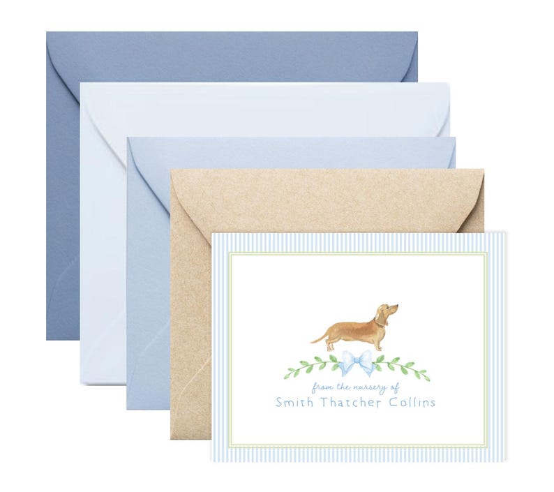 Dachshund Baby Shower Thank You Cards | Dog Baby Thank You Cards | Boy ...