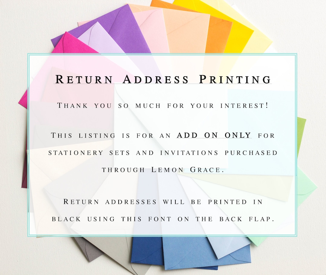 Custom Envelopes Return Address Printing ADD-ON - Etsy