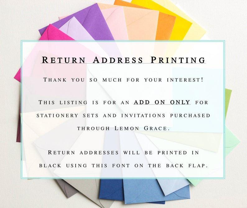 Custom Envelopes Return Address Printing ADD-ON - Etsy