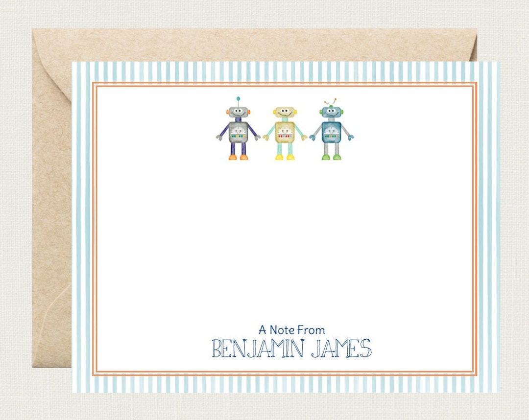 Personalized Robot Birthday Thank You Cards | Robot Thank You Notes ...