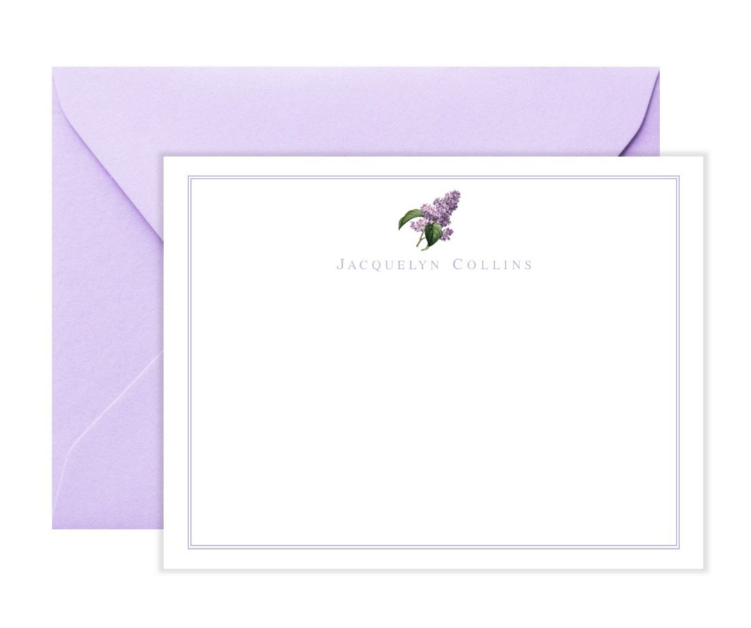 Personalized Lilac Stationery | Lilac Note Cards | Lilac Gift Set ...