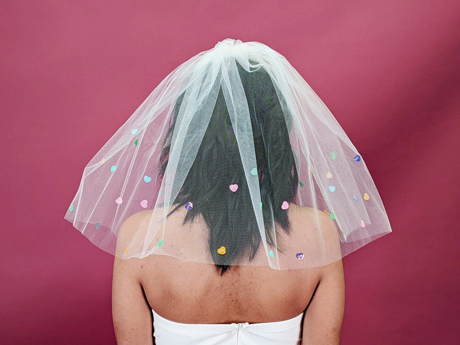 Mini Hearts Veil Bachelorette Party Valentine's Day - Etsy