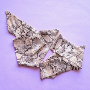 Neutral Snakeskin Bandana Headwrap Beige Chiffon Scarf Hair Accessory ...