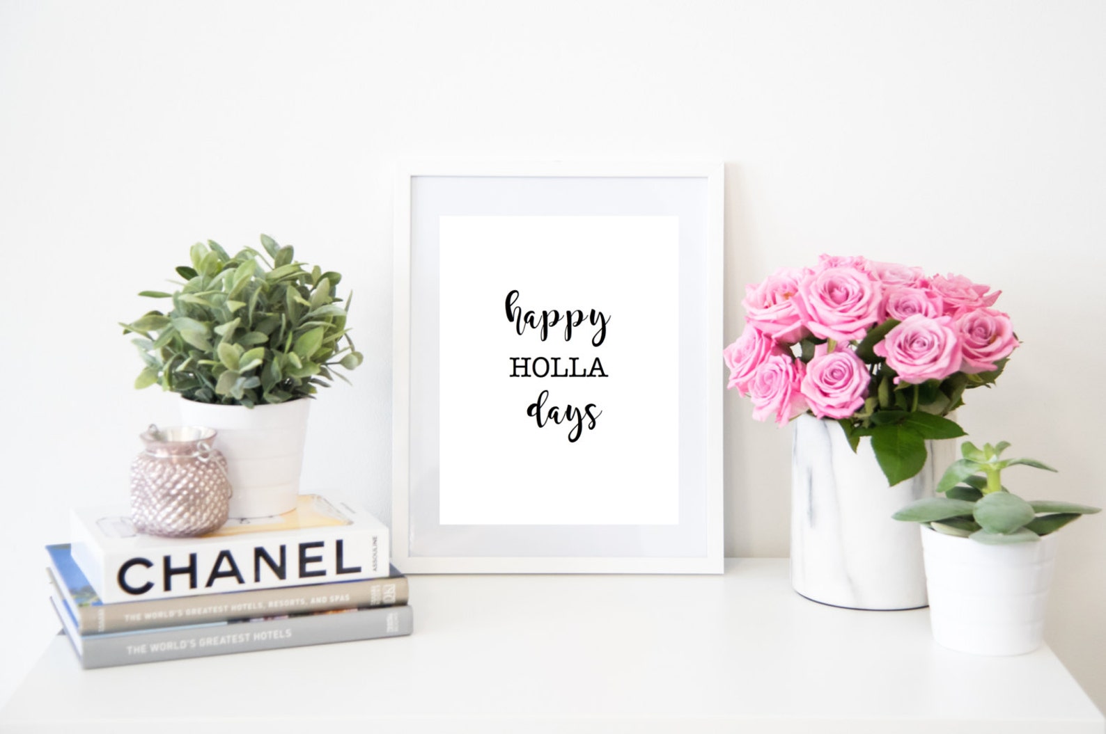 Happy HOLLA Days Christmas Digital Quote Art Fashion Instant Download ...