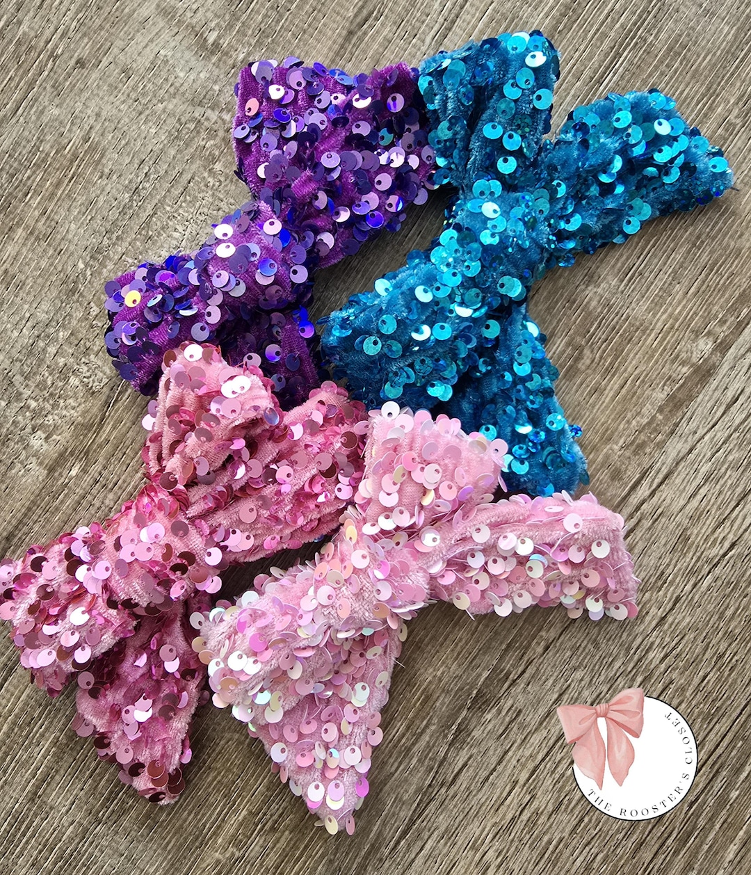 Sequin Bows, 4 Colors - Etsy